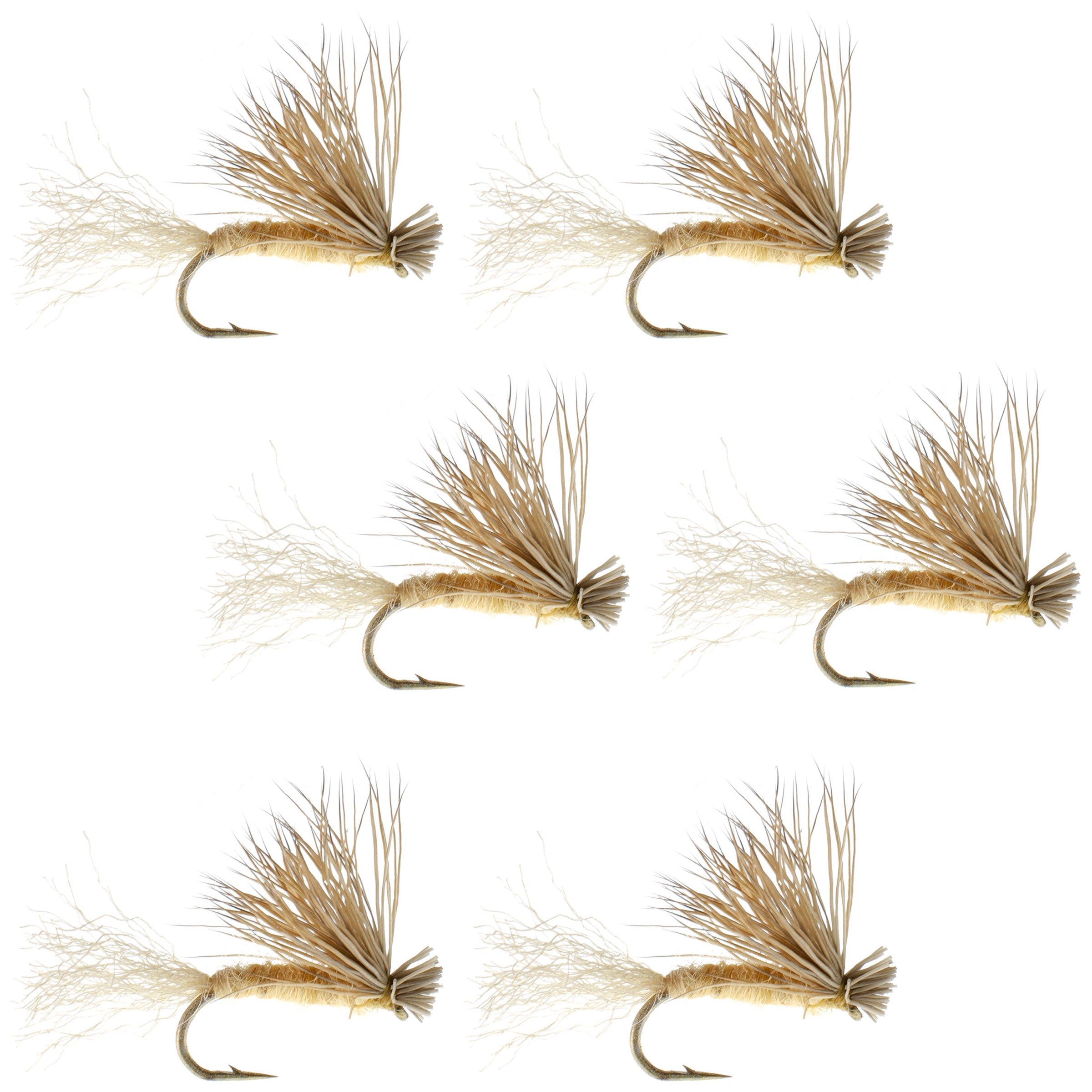 Tan X Caddis Emerging Caddis Adult Trout Dry Fly - 6 Flies Hook Size 1 ...