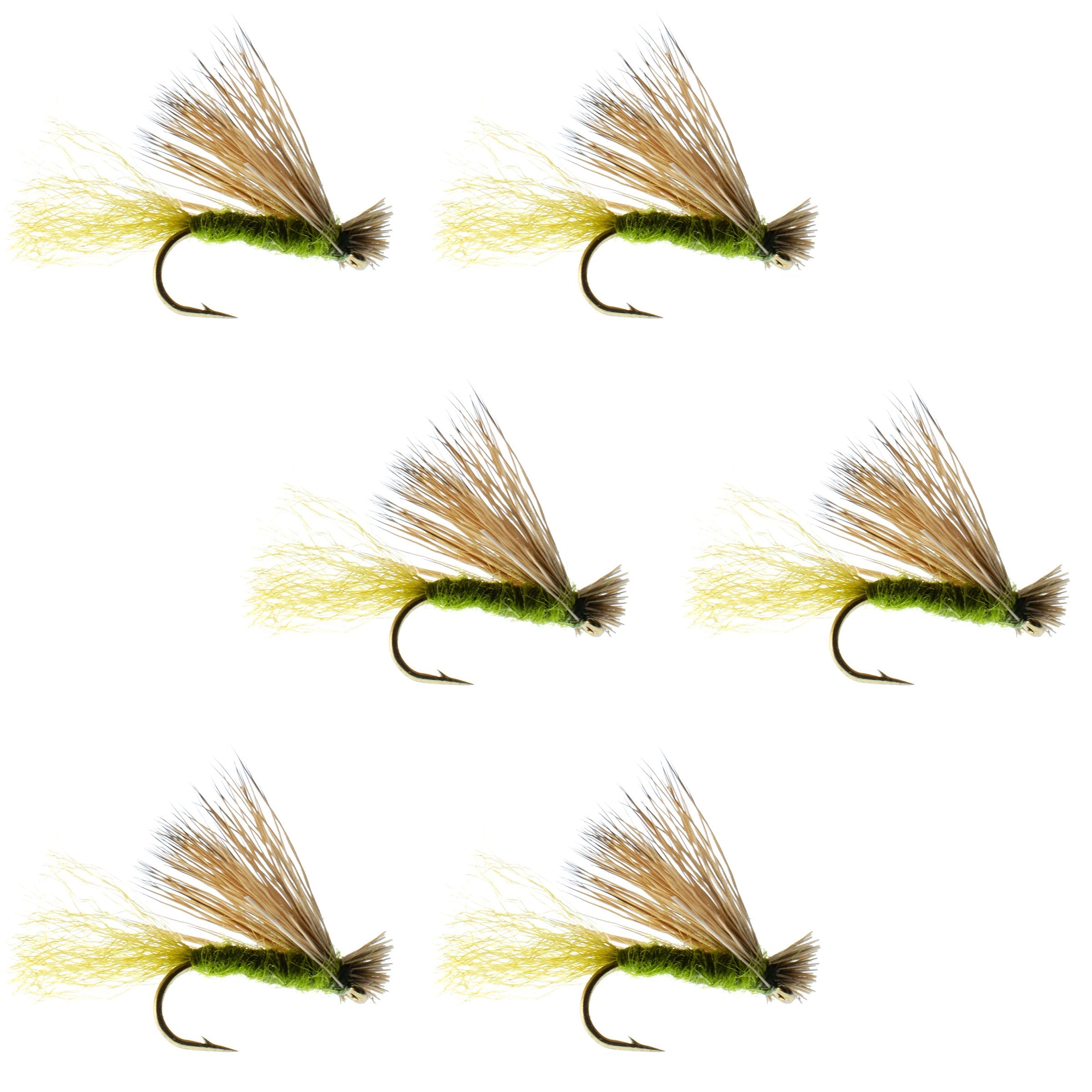 Olive X Caddis Emerging Caddis Adult Trout Dry Fly - 6 Flies Hook Size ...